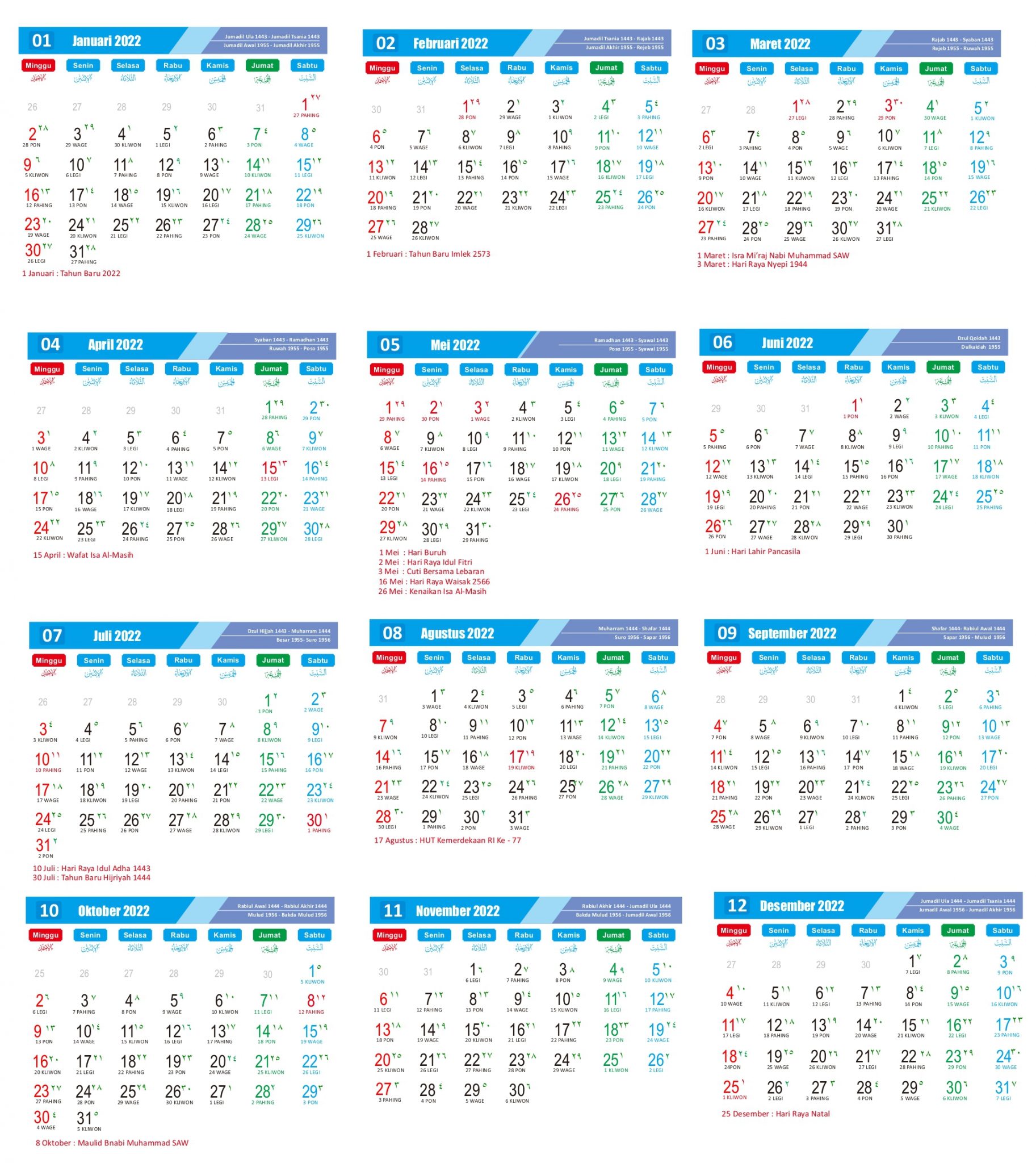 Kalender 2022 Lengkap dengan hari libur - it's me angga